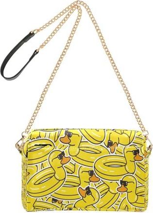 HMZXZ Sac à bandoulière en cuir pour femme - Motif canard - Petits sacs à main à bandoulière - Animaux jaunes