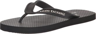A|X Armani Exchange 002 Male Printed Rubber Sole, Side Logo Flip-Flop Black