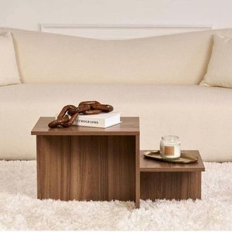 Pier Import Pier Import - Table basse moderne effet bois de noyer - 2 niveaux marfa