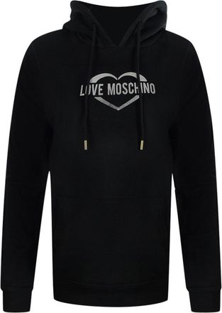 Moschino Love Moschino Schwarzer Kapuzenpullover Mit Silbernem Herzlogo