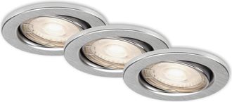 Briloner Leuchten - LED Einbauleuchten, 3er Set Deckenlampen, LED-Modul schwenkbar, je 5 Watt, je 400 Lumen, 3.000 Kelvin, IP23, Aluminiumfarbig, 86x70mm (DxH)
