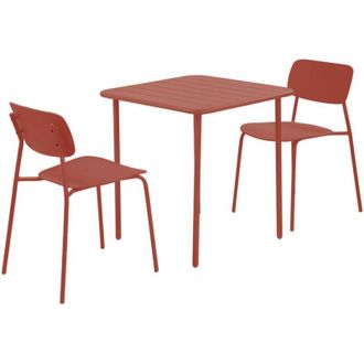 Sweeek Gartentisch aus Stahl + 2 St&uuml;hle