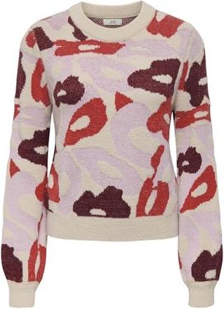 Jacqueline de Yong JdY Jdylorraine Animal L/S Pullover KNT Noos Lorraine Pull, Ciment, M Femme