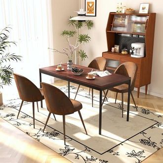 Furniture R Satztisch | Beistelltisch-Set | Tisch 120x70x75 cm | EXTRA-Dicke Platte 3,8 cm | Metall schwarz | Dunkelbraune Holzoptik