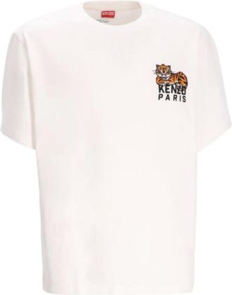 Kenzo Homme, Tops, Blanc, Taille: L Tiger Embroidered T-Shirt