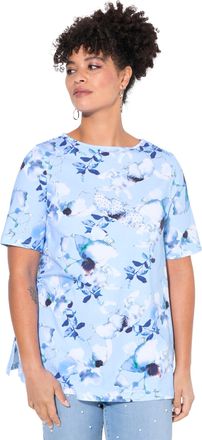 Miamoda Damen gro&szlig;e Gr&ouml;&szlig;en &Uuml;bergr&ouml;&szlig;en Plus Size T-Shirt, A-Linie, Blumendruck quellenblau 50 839594704-50