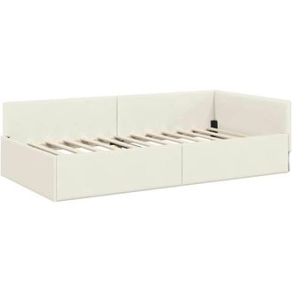 vidaXL Cadre de lit dangle Crème 90 cm x 200 cm tissu vidaXL