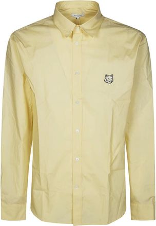 Maison Kitsun&eacute; Homme, Chemises, Blanc, Taille: XL Camicia Regular Fit Fox