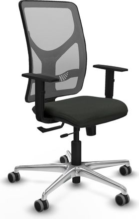 Piqueras y Crespo Schwarzer Drehstuhl mit 1D-Armlehnen, h&ouml;henverstellbare Lendenwirbelst&uuml;tze, ausgestattet mit Syncro/Traslack und Schneideschaum, mit Rollen von 65 mm,