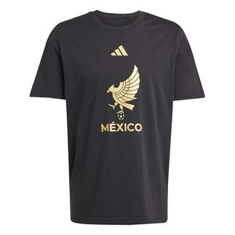 adidas T-Shirt Mexique 2025 pour Homme, Noir/dor&eacute; m&eacute;tallis&eacute;, S