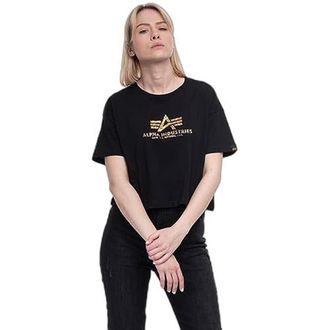 Alpha Industries Damen Basic T COS HOL. Print Wmn T-Shirt, Black/Gold Crystal, XS