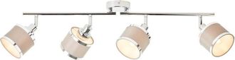 Brilliant Spot Alexia 4-flammes chrome/gris m&eacute;tal/textile 4x D45, E14, 28 w, Convient pour lampe &agrave; poser (non incluse)