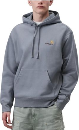 Carhartt Work in Progress Homme, Sweatshirts et sweats &agrave; capuche, Bleu, Taille: L Hooded American Script SweaT-shirt