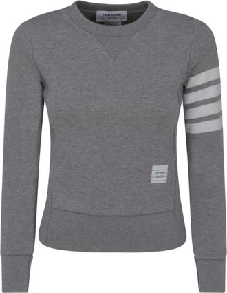 Thom Browne Ikonic Baumwoll Sweatshirt mit Arm B&auml;ndern - - Sweatshirts & Hoodies - Damen - Grau - S