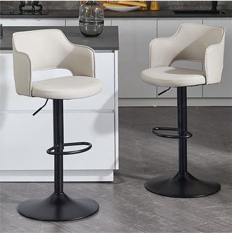 Generic Moderne, H&ouml;henverstellbare Drehhocker f&uuml;r K&uuml;chentheken, 2Er-Set, mit Kunstlederbezug, R&uuml;cken- und Fu&szlig;st&uuml;tze, f&uuml;r K&uuml;cheninseln, 46-82 cm