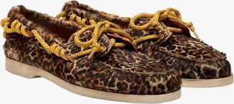 Golden Goose Mocassin Cruise imprim&eacute; l&eacute;opard en cuir
