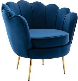Vente-Unique Fauteuil Coquillage en Velours Bleu Nuit Dandelion