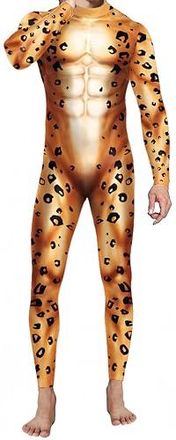Ocean Plus Hommes Halloween Squelette Costume Combinaison Skinny Animal S&eacute;rie Impression Num&eacute;rique Combinaison (L, L&eacute;opard)
