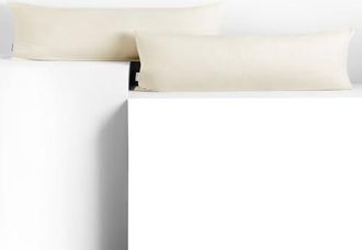 Decoking 2 Kissenbezüge 20x120 cm Jersey Baumwolle Reißverschluss Ecru Amber