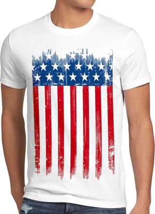 style3 USA Flagge Herren T-Shirt Banner vereinigte Staaten von Amerika us Stars Stripes, Gr&ouml;&szlig;e:XXL, Farbe:Wei&szlig;
