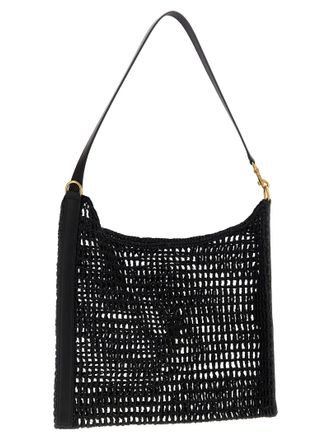 Saint Laurent Womens Black Raffia Shoulder Bag