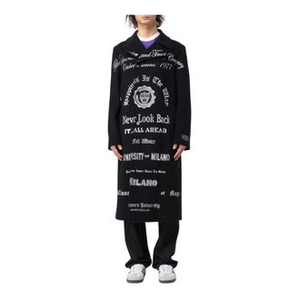 Msgm Textdruck Langarm Mantel - - Coats - Herren - Schwarzk - L