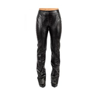 Elisabetta Franchi Hose mit Krokodil-Print - - Trousers - Damen - Schwarzk - L