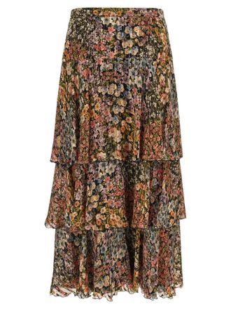 Valentino Garavani Womens Multicolor Silk Midi Skirt