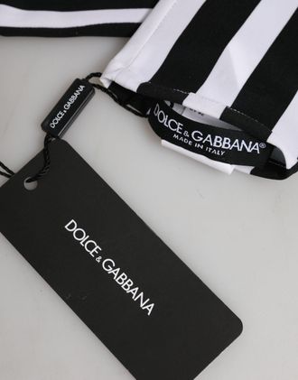 Dolce & Gabbana Womens Striped Nylon Gloves Black Elastane