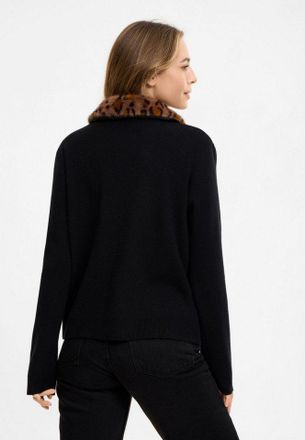 Frieda & Freddies Cardigan Frieda & Freddies Strickjacke mit Leo-Fake-Fur-Kragen