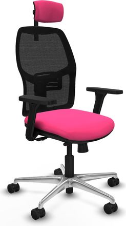 Piqueras y Crespo Schreibtischstuhl mit Rollen in Rosa Alfera mit 3D-Armlehnen, h&ouml;henverstellbare Lendenwirbelst&uuml;tze und h&ouml;henverstellbares Kopfteil und Neigung, Schwar