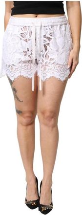 Dolce & Gabbana Femme, Shorts, Blanc, Taille: 44 FR Cotton Cut Out Mid Waisted Bermuda Shorts