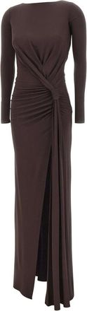Elisabetta Franchi Femme, Robes, Brun, Taille: 36 FR Robe de Soir&eacute;e Drap&eacute;e