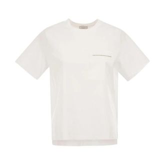 PESERICO Stretch-Baumwoll-T-Shirt mit Tasche - - Tops - Damen - Wei&szlig; - XL