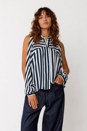 SKFK Damen vegan Hemd Ekia Wei&Atilde;Y Blau