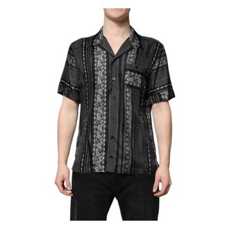 Dolce & Gabbana Schwarzes Seidenblumenmusterhemd - - Shirts - Herren - Schwarzk - XS