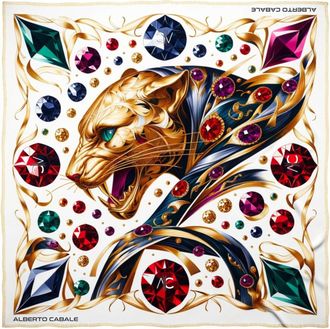 Alberto Cabale Schal Grand carr de soie Metal Panther Zo