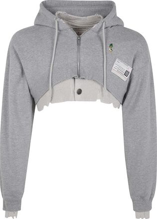 Miharayasuhiro Mihara Yasuhiro, Femme, Sweatshirts et sweats &agrave; capuche, Gris, Taille: 42 FR Parka Courte Superpos&eacute;e