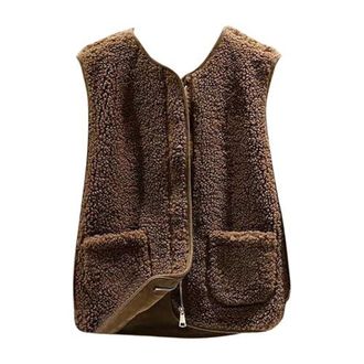 Generic Gilet Sans Manche Femme Gilet Femme D&eacute;contract&eacute; Quotidien Ville Fausse Fourrure Oversize - Veste Moelleuse Et Enveloppante Pour Tenue D&eacute;contract&eacute;e