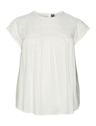 Vero Moda Curve Vmdebbie Pleat S/L Top WVN GA Curve Noos Blouse, Blanche-Neige, 48 Femme