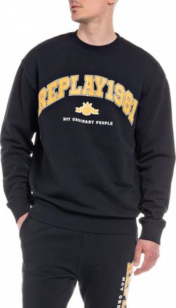 Replay Herren Sweatshirt 100% Baumwolle, Black 098 (Schwarz), L