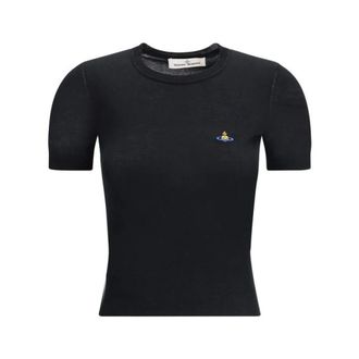 Vivienne Westwood Femme, Tops, Noir, Taille: 40 FR T-Shirt Tricot Logo Iconique