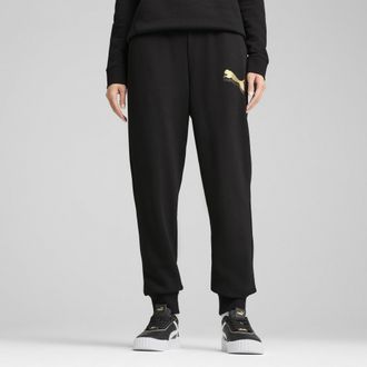 Puma Pantalon de surv&ecirc;tement ESS M&eacute;tallique Femme, V&ecirc;tements, Noir, S