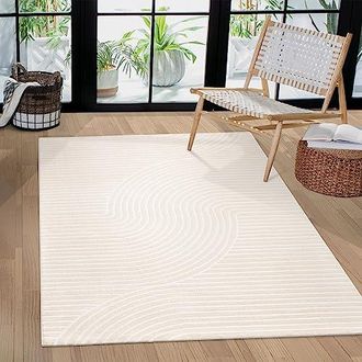 Paco Home Tapis Salon Chambre Moderne Scandinave Court Motif Boho Arc-en-Ciel Japonais G&eacute;om&eacute;trique Effet 3D Cr&egrave;me, Dimension:200x290 cm, Couleur:Cr&egrave;me 5