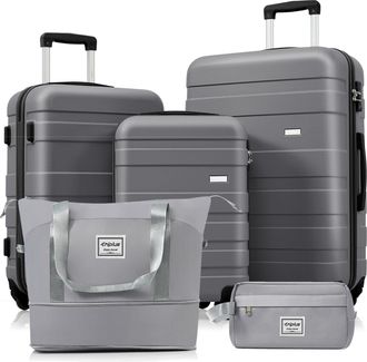 Generic Koffer Set, M-L-XL Set, ABS-Hartschalenkoffer, langlebige gepäck-Sets, Koffer mit Spinner-Rädern und Schloss, mit Kulturbeutel, Grey