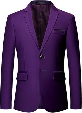 Generic Veste de costume simple pour homme - Couleur unie - Pour mariage - Version formelle - Manteaux et blazer de sport, violet, 5XL