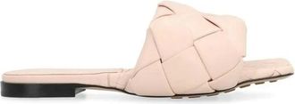 Bottega Veneta Femme, Chaussures, Rose, Taille: 35 EU Sandales Plates en Cuir avec D&eacute;tails