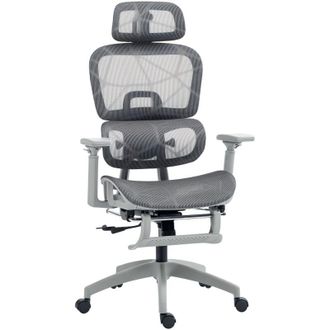 HOMCOM Fauteuil de bureau - HOMCOM - accoudoirs 3D, dossier inclinable et hauteur r&eacute;glable - tissu en maille - 66x64x122 cm - gris