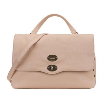 Zanellato Femme, Sacs, Rose, Taille: ONE Size Sac bandoulière en cuir avec détails argentés