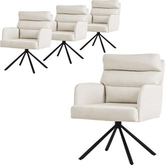 ML Design ML-Design Esszimmerst&uuml;hle drehbar 4er Set, Beige, Wohnzimmerst&uuml;hle mit Arm- und R&uuml;ckenlehne, Drehst&uuml;hle Auto-Position, Polsterst&uuml;hle mit Polyesterbezu